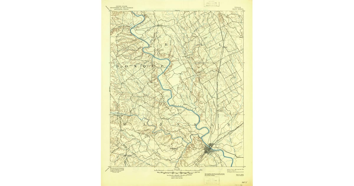 1892 Map of Waco, TX — High-Res, 1945 Print | Pastmaps