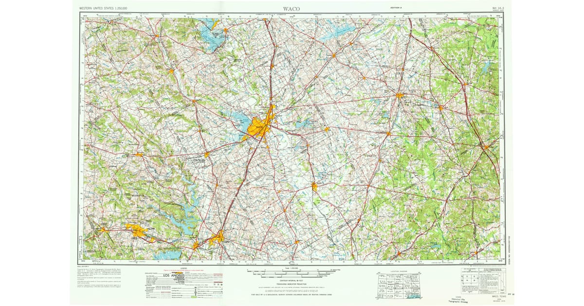 1954 Map of Waco, TX — High-Res, 1976 Print | Pastmaps