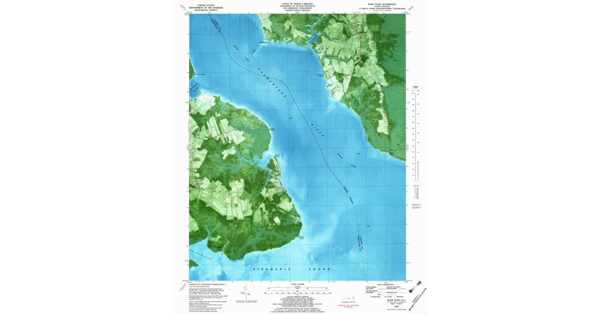 1982 Map of Wade Point, Camden County, NC — High-Res | Pastmaps