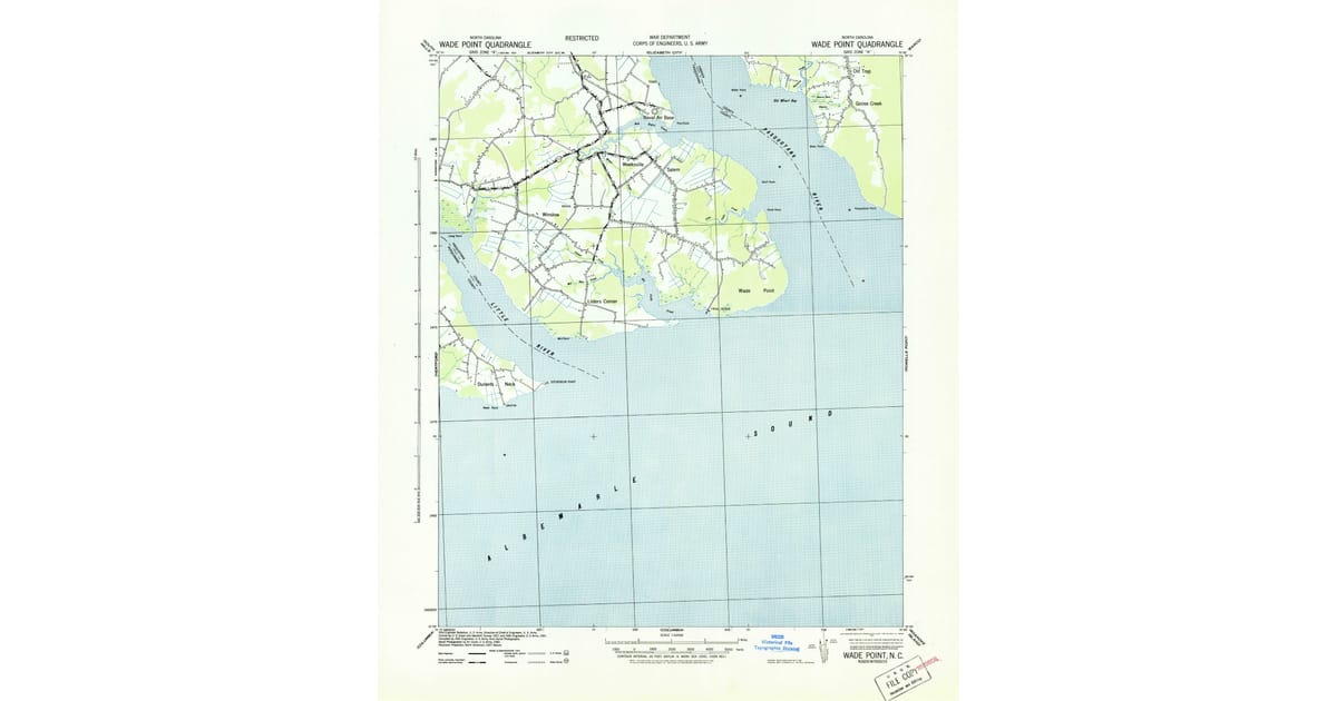 1943 Map of Wade Point, Pasquotank County, NC — High-Res | Pastmaps