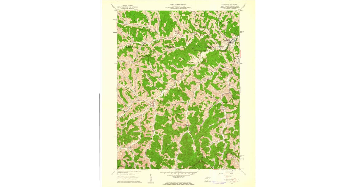 1958 Map of Wadestown, Monongalia County, WV — High-Res | Pastmaps