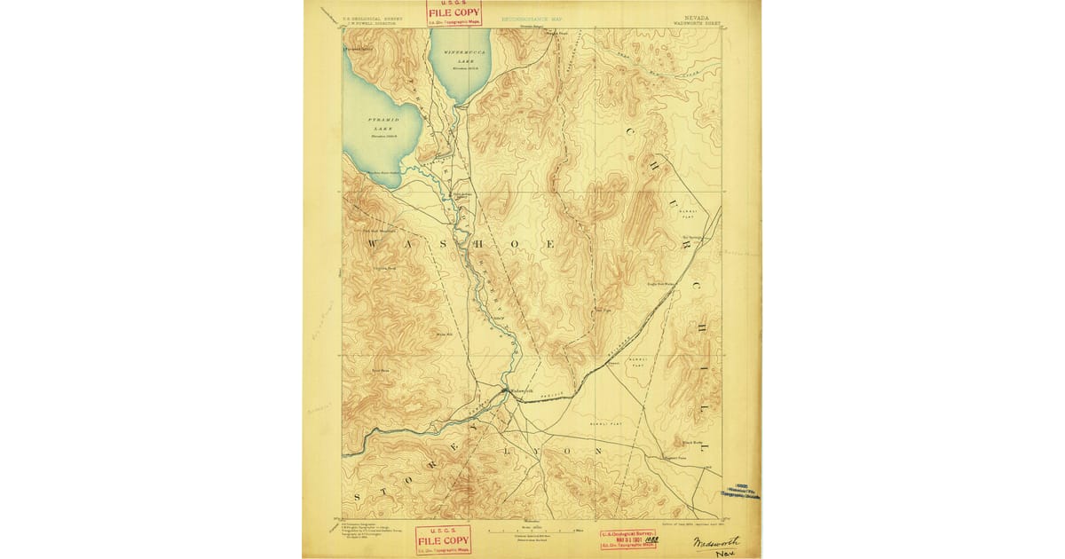 1894 Map of Wadsworth, NV — High-Res, 1901 Print | Pastmaps