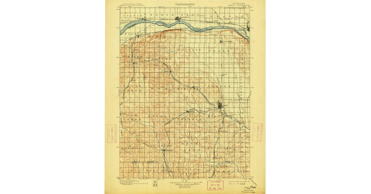 1899 Map of Wahoo, NE — High-Res, 1914 Print | Pastmaps