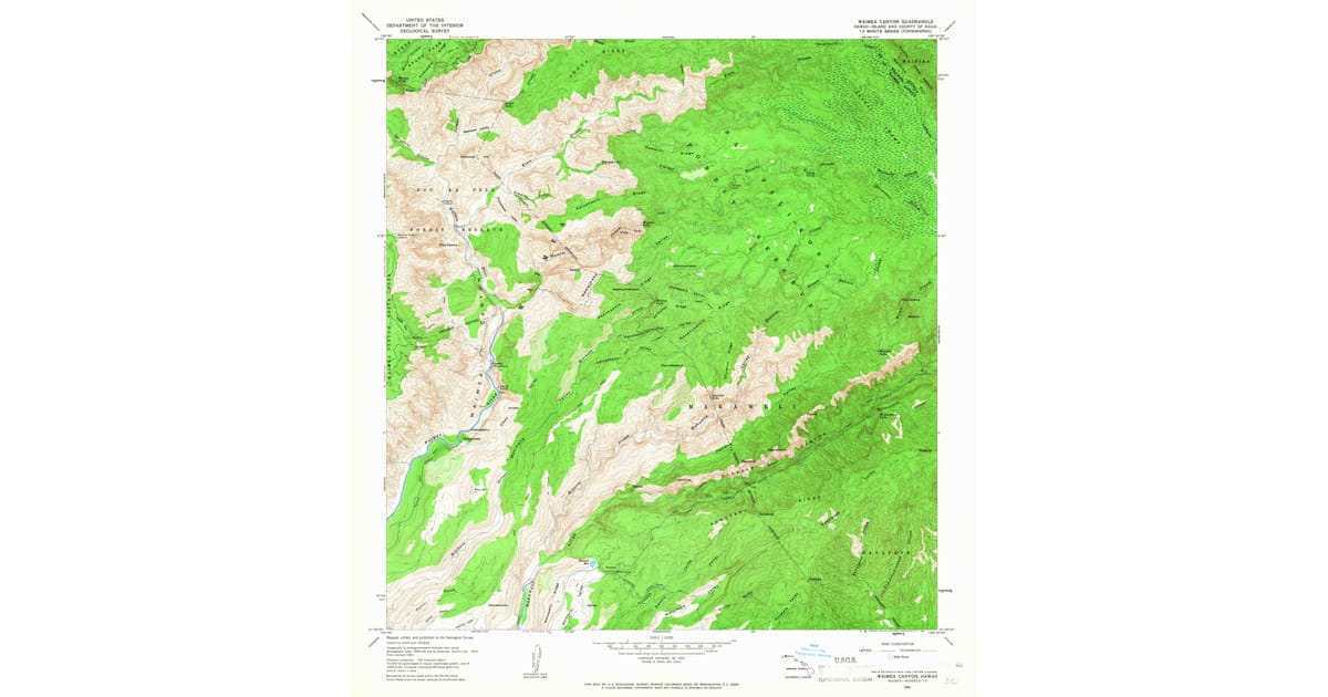 1965 Map of Waimea Canyon, Kauai County, HI — High-Res | Pastmaps
