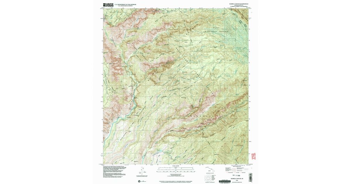 1991 Map of Waimea Canyon, Kauai County, HI — High-Res | Pastmaps