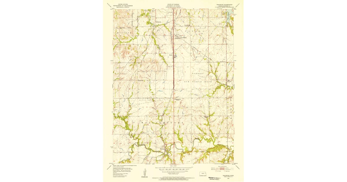 1955 Map of Wakarusa, KS — High-Res | Pastmaps