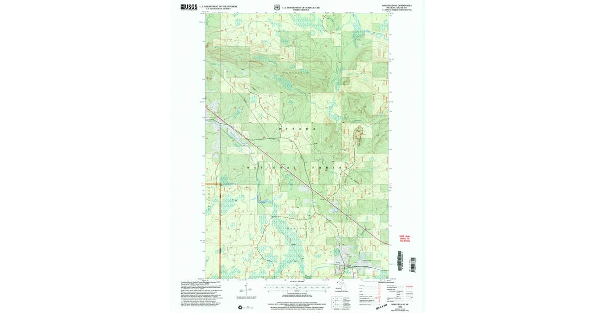 1999 Map of Wakefield NE, Gogebic County, MI — High-Res | Pastmaps