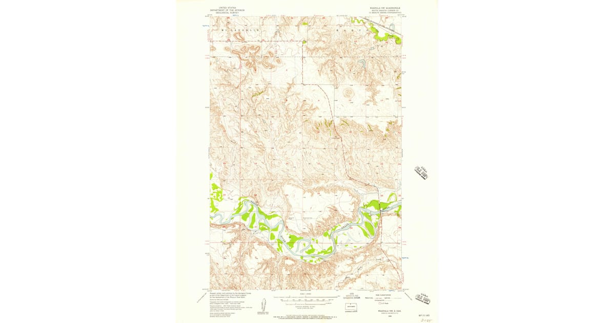 1956 Map of Wakpala NW, Corson County, SD — High-Res | Pastmaps