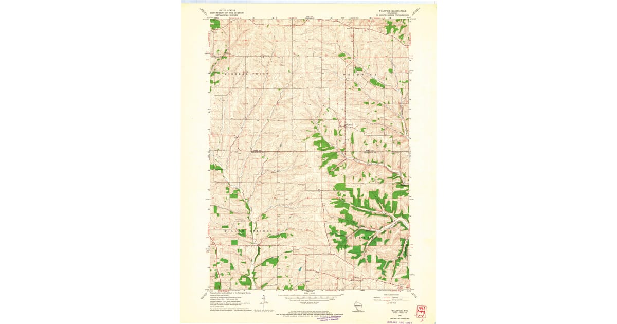 1962 Map of Waldwick, Iowa County, WI — High-Res | Pastmaps