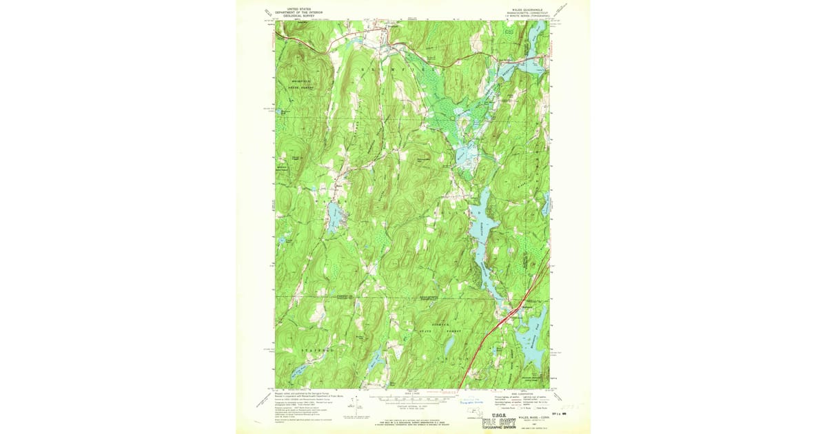 1967 Map of Wales, Hampden County, MA — High-Res | Pastmaps