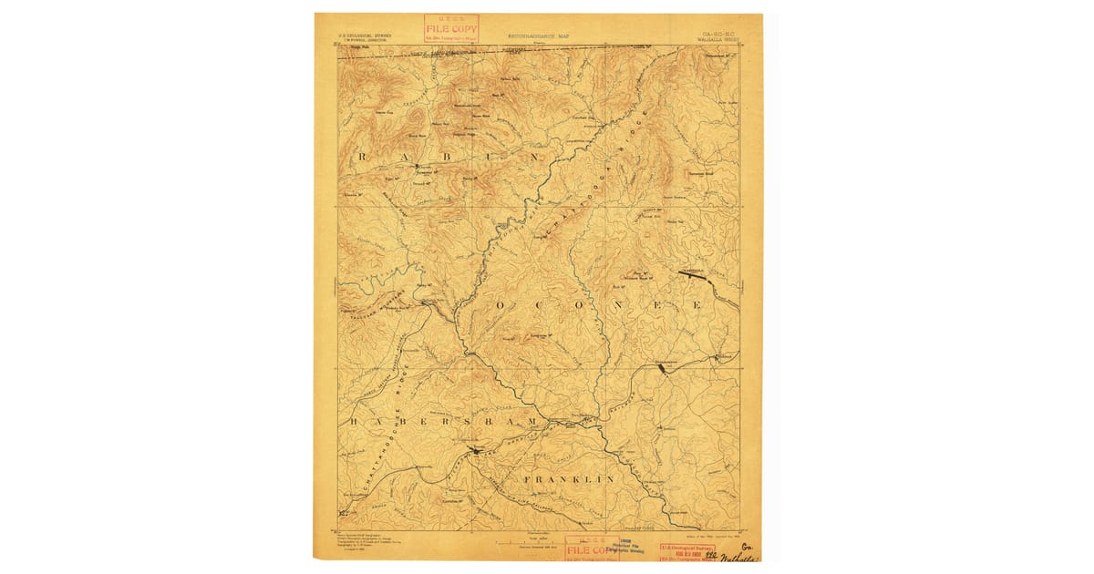 1892 Map of Walhalla, SC — High-Res, 1900 Print | Pastmaps