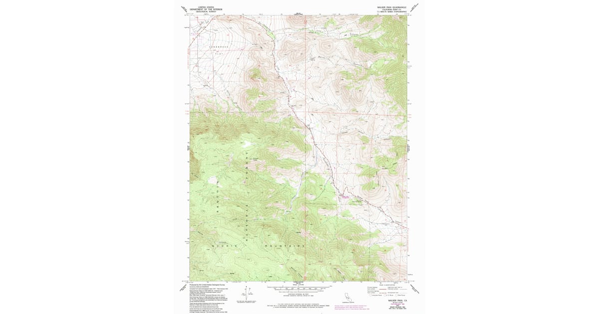 1972 Map of Walker Pass, Kern County, CA — High-Res, 1994 Print | Pastmaps
