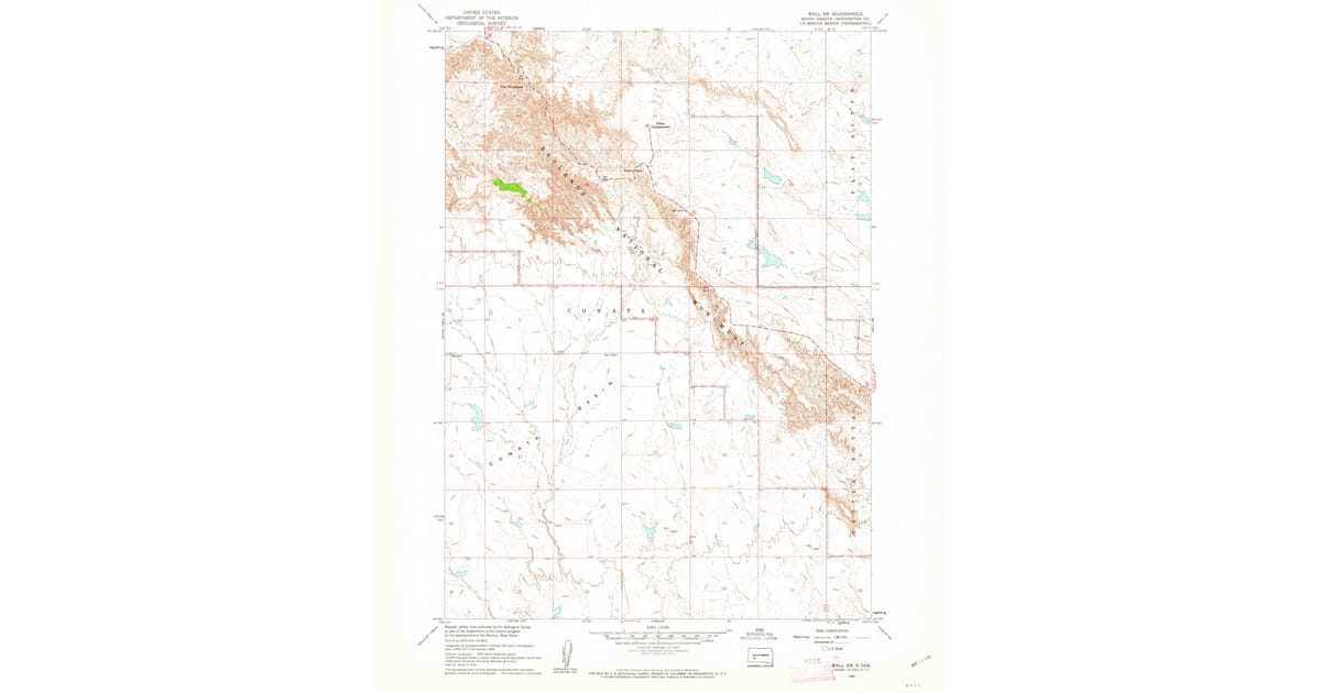 1960 Map of Wall SW, Pennington County, SD — High-Res | Pastmaps