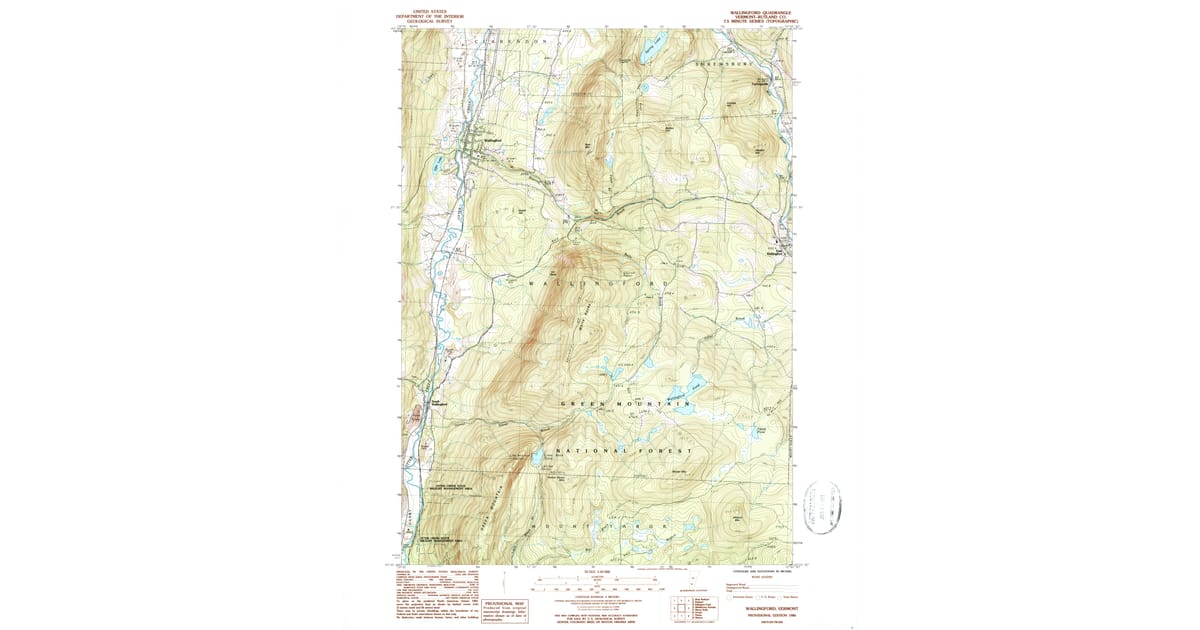 1986 Map of Wallingford, Rutland County, VT — High-Res | Pastmaps