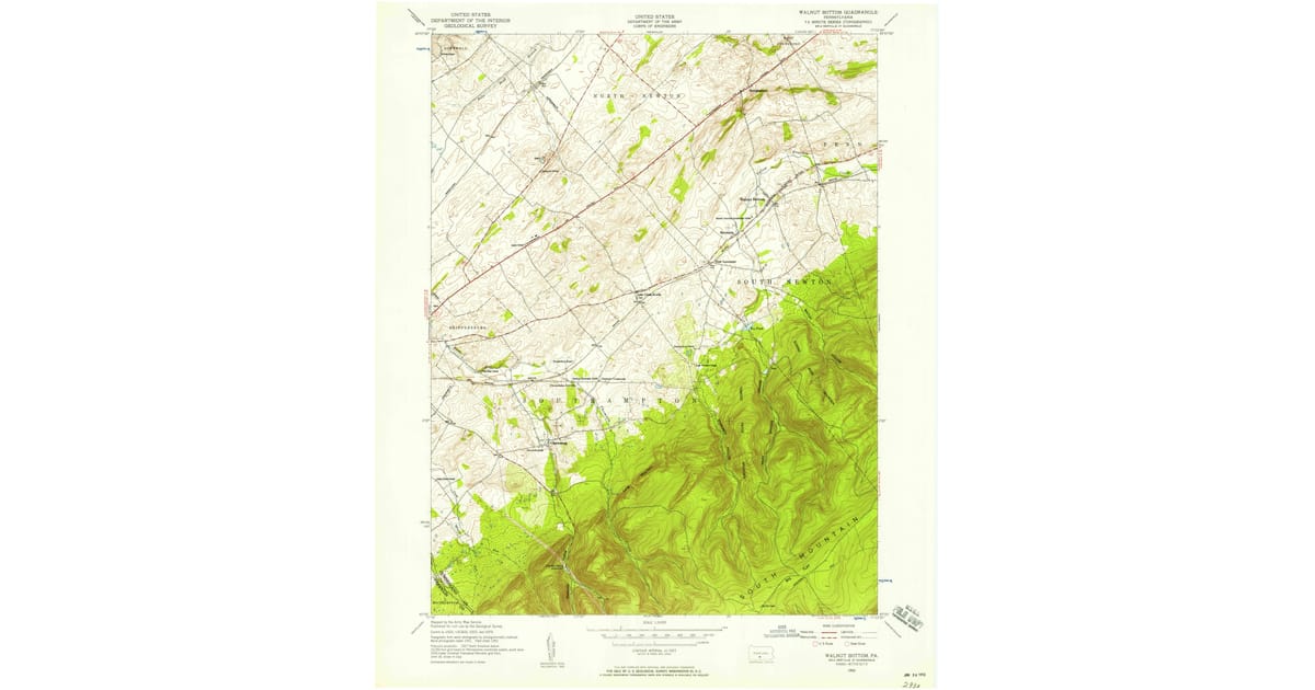 1952 Map of Walnut Bottom, Cumberland County, PA — High-Res | Pastmaps