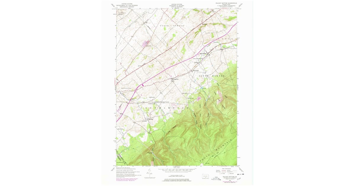 1952 Map of Walnut Bottom, Cumberland County, PA — High-Res, 1978 Print ...