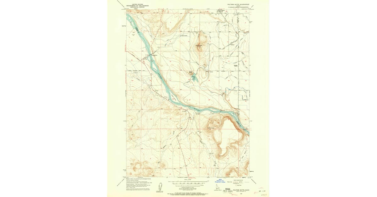 1957 Map of Walters Butte, Owyhee County, ID — High-Res | Pastmaps