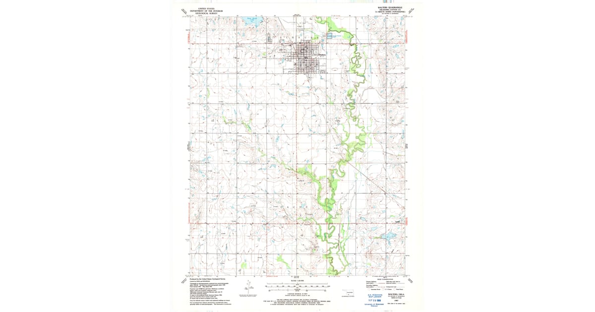 1987 Map of Walters, OK — High-Res | Pastmaps