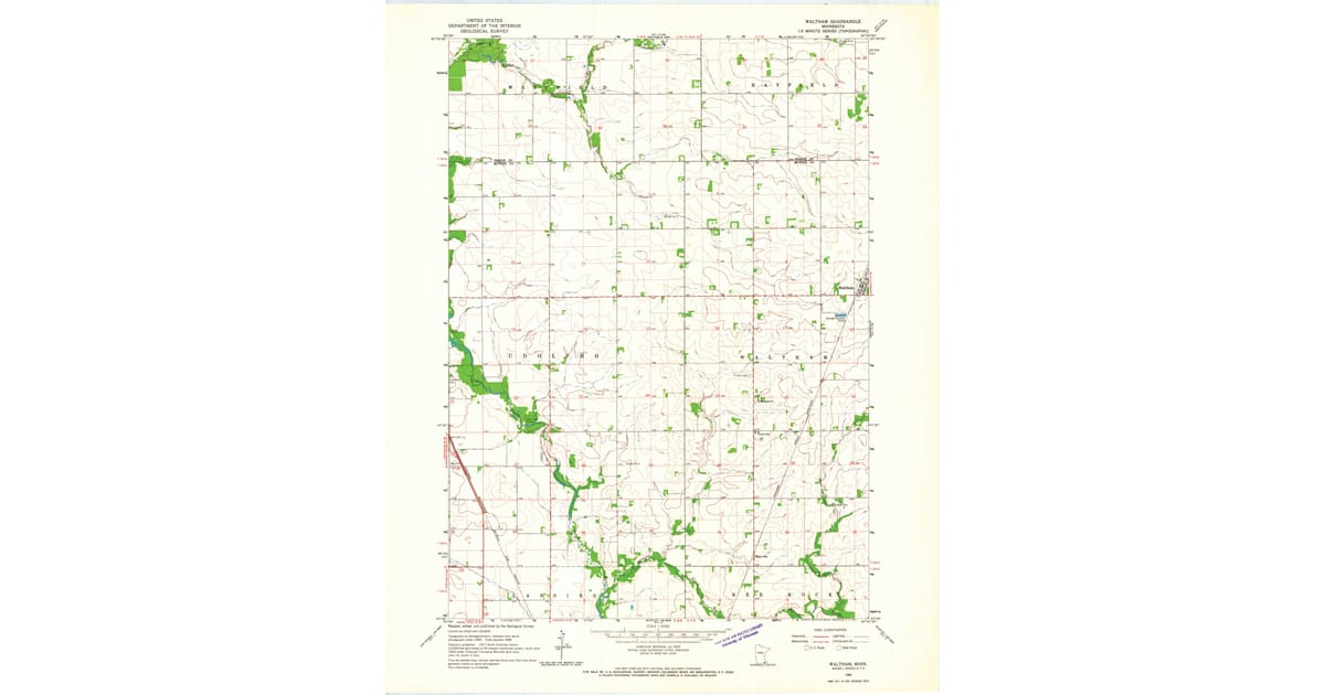 1966 Map of Waltham, MN — High-Res | Pastmaps