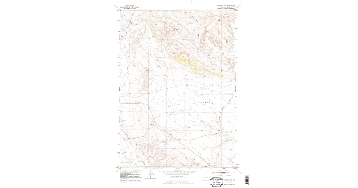 1952 Map of Waltman NW, Natrona County, WY — High-Res, 1995 Print ...