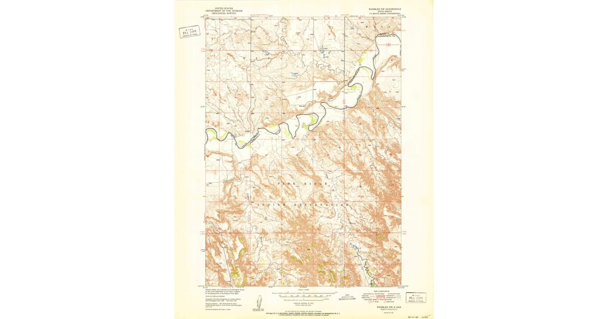 1951 Map of Wanblee NW, Jackson County, SD — High-Res | Pastmaps