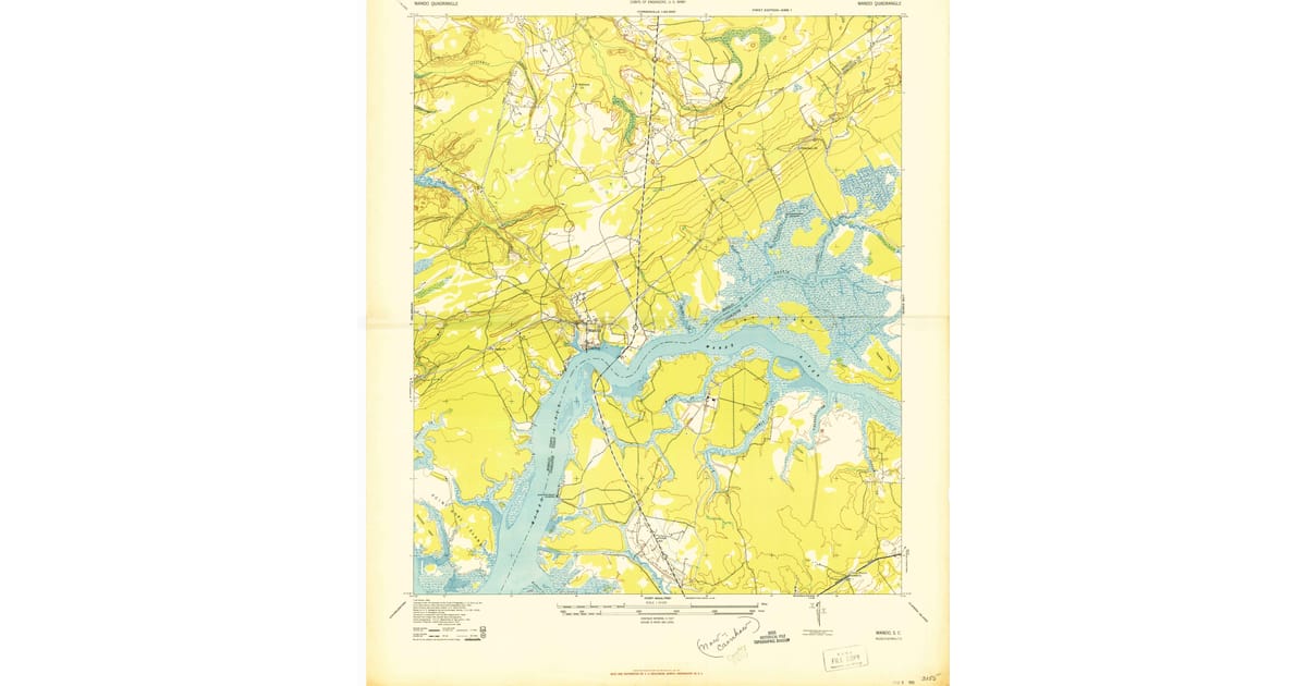 1943 Map of Wando, Berkeley County, SC — High-Res | Pastmaps