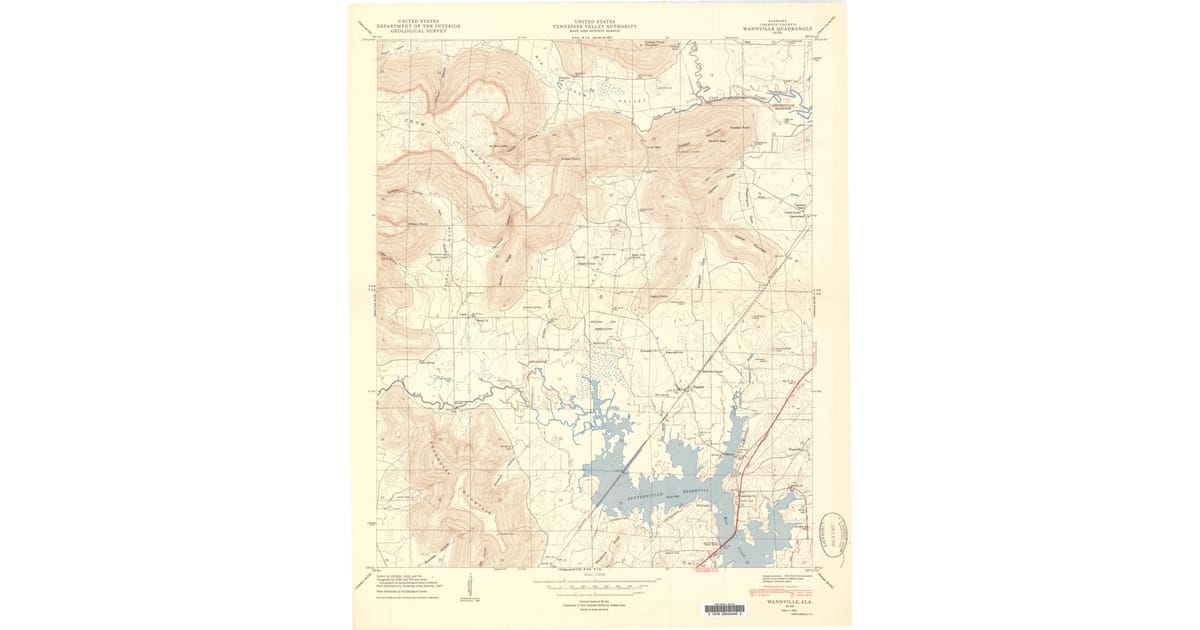 1950 Map of Wannville, Jackson County, AL — High-Res | Pastmaps