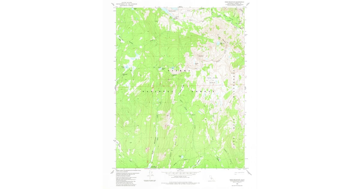 1982 Map of Ward Mountain, Fresno County, CA — High-Res | Pastmaps