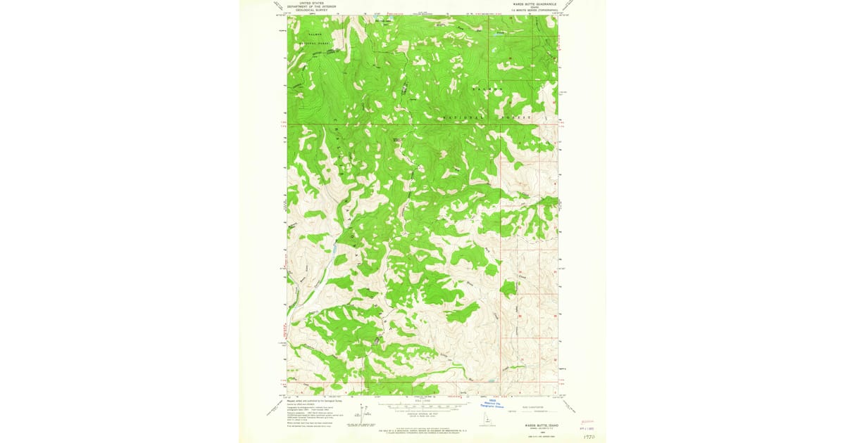 1963 Map of Wards Butte, Lemhi County, ID — High-Res | Pastmaps