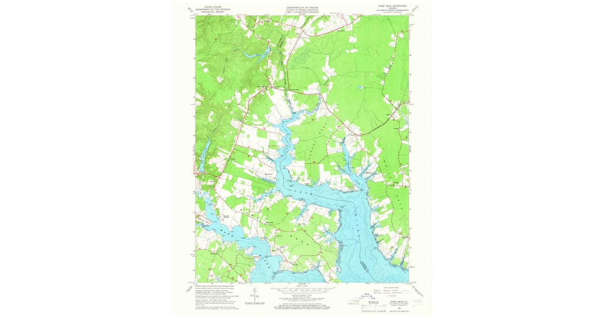 1965 Map of Ware Neck, Gloucester County, VA — High-Res | Pastmaps