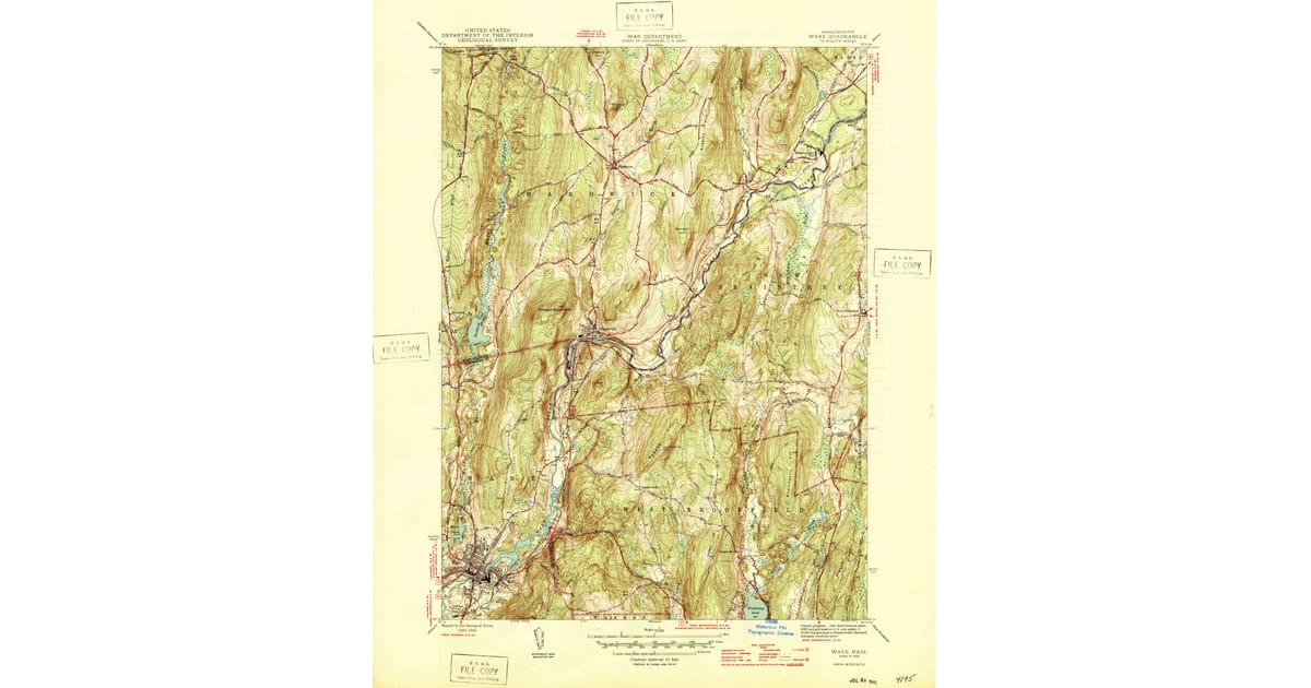 1946 Map of Ware, Worcester County, MA — High-Res, 1946 Print #2 | Pastmaps