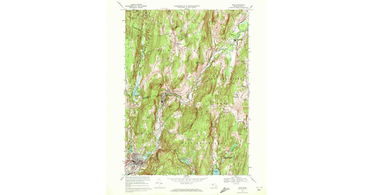 1969 Map of Ware, Worcester County, MA — High-Res | Pastmaps