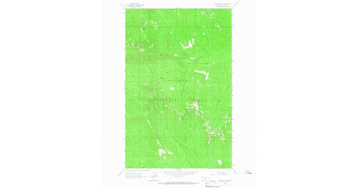 1963 Map of Warland Peak, Lincoln County, MT — High-Res | Pastmaps