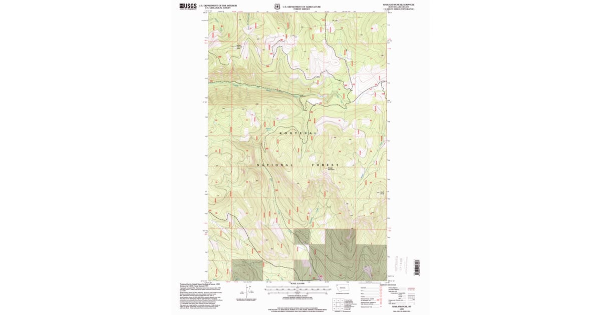 1997 Map of Warland Peak, Lincoln County, MT — High-Res | Pastmaps