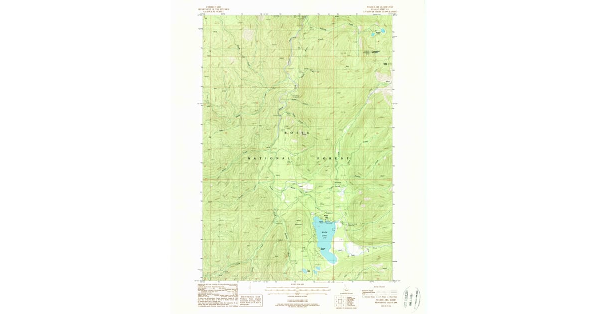 1988 Map of Warm Lake, Valley County, ID — High-Res | Pastmaps