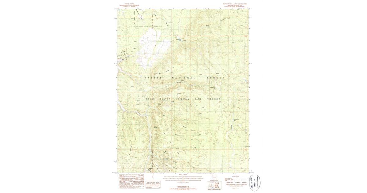 1988 Map of Warm Springs Canyon, Coconino County, AZ — High-Res | Pastmaps