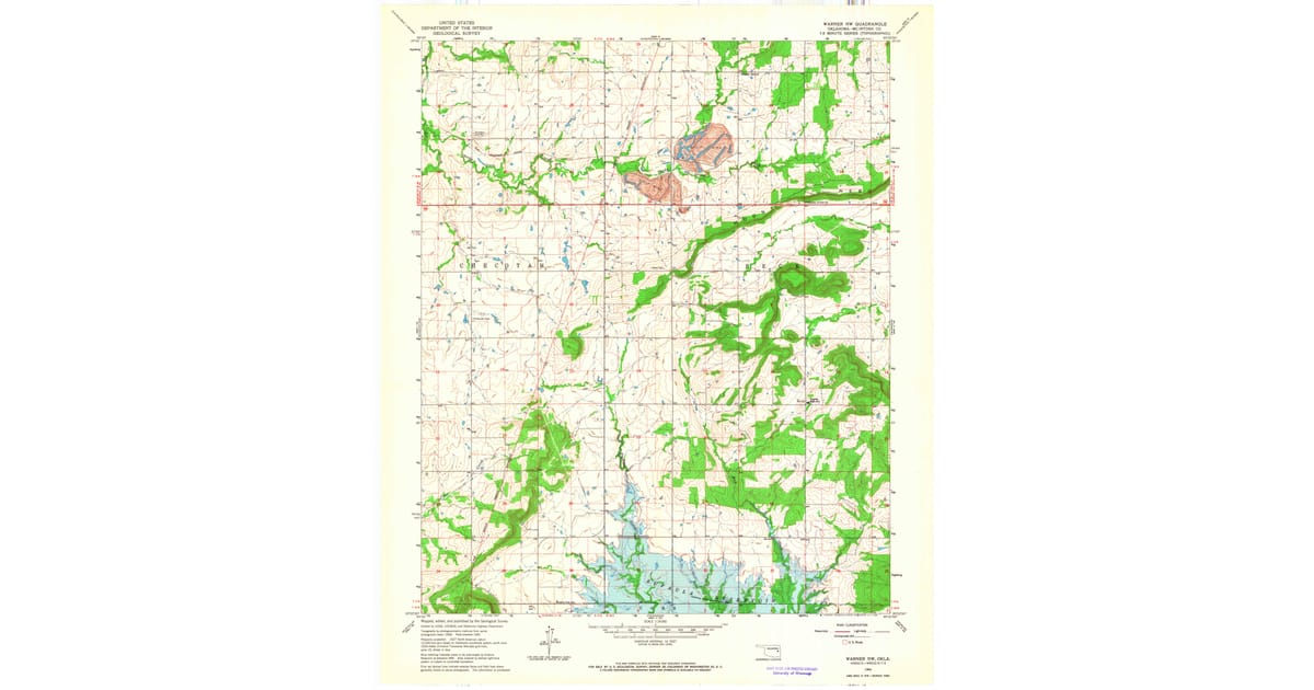 1963 Map of Warner NW, McIntosh County, OK — High-Res | Pastmaps