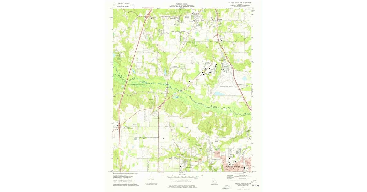 1973 Map of Warner Robins NW, Bibb County, GA — High-Res | Pastmaps