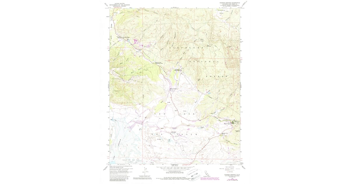 1958 Map of Warner Springs, San Diego County, CA — High-Res | Pastmaps