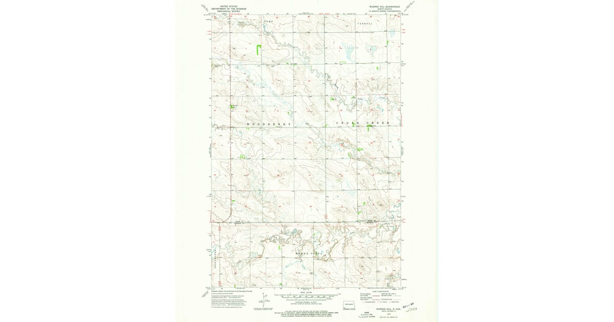 1973 Map of Warnke Hill, Slope County, ND — High-Res | Pastmaps
