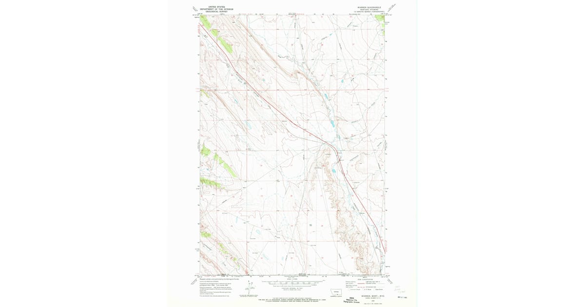 1969 Map of Warren, Carbon County, MT — High-Res | Pastmaps
