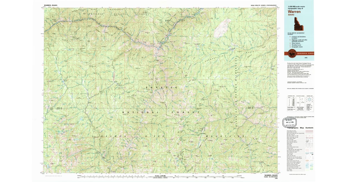 1981 Map of Warren, Idaho County, ID — High-Res | Pastmaps