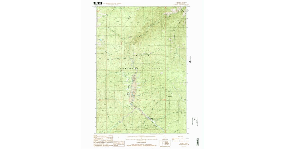 1989 Map of Warren, Idaho County, ID — High-Res | Pastmaps