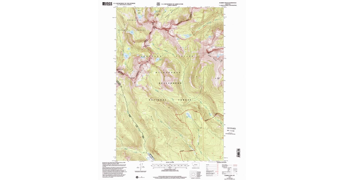 1997 Map of Warren Peak, Deer Lodge County, MT — High-Res | Pastmaps