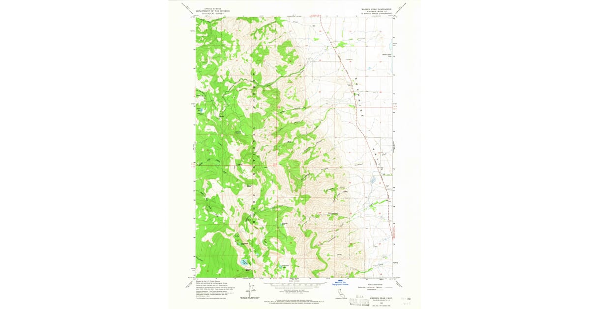 1963 Map of Warren Peak, Modoc County, CA — High-Res | Pastmaps