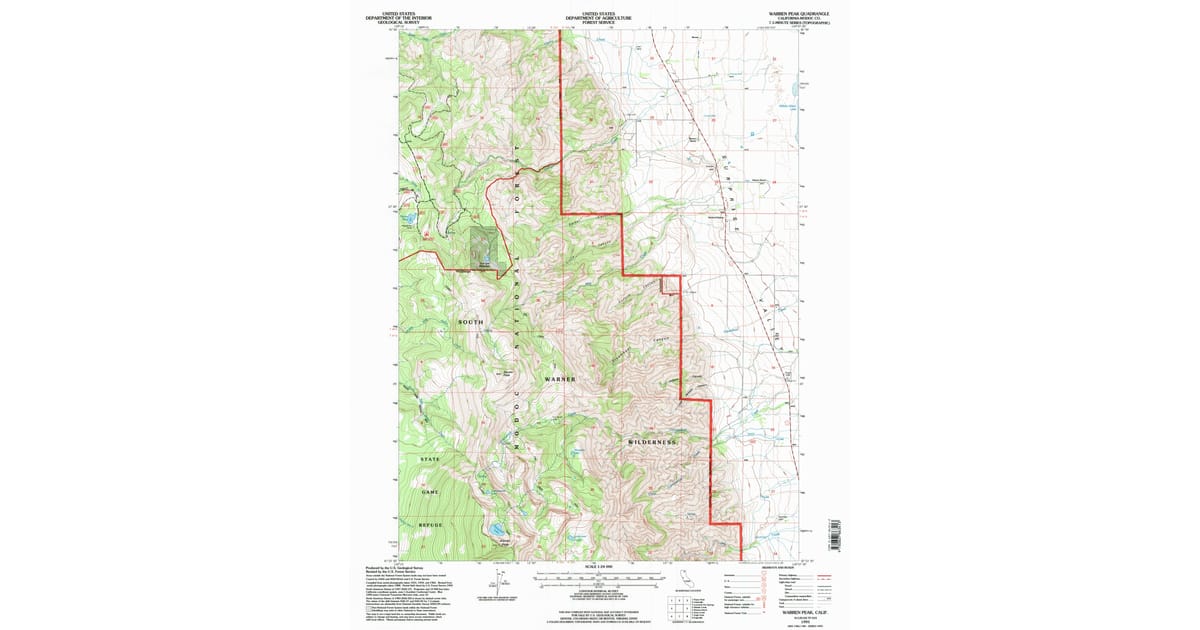 1993 Map of Warren Peak, Modoc County, CA — High-Res | Pastmaps