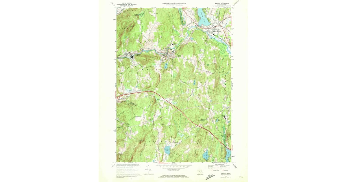 1969 Map of Warren, Worcester County, MA — High-Res | Pastmaps