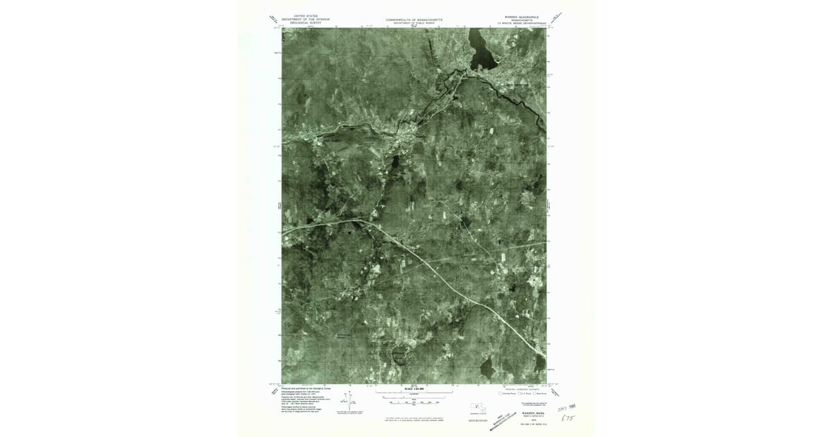 1975 Map of Warren, Worcester County, MA — High-Res | Pastmaps