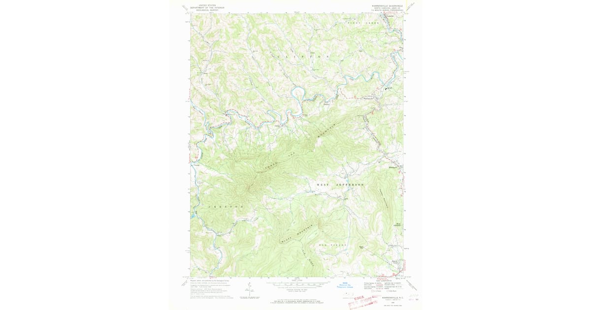 1966 Map of Warrensville, Ashe County, NC — High-Res | Pastmaps