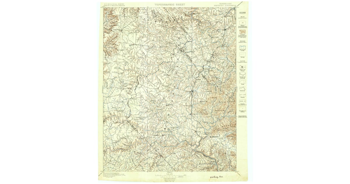 1896 Map of Wartburg, TN — High-Res, 1896 Print #2 | Pastmaps